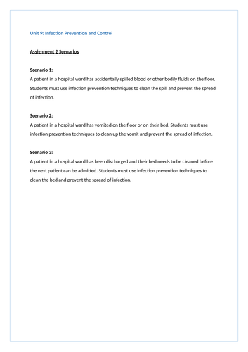 BTEC L3 Health and Social Care - Unit 9 Infection Prevention and ...