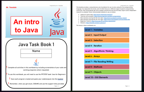 Java Programming Workbook | Teaching Resources