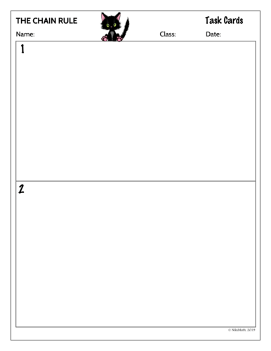 The Chain Rule - 12 Black Kitten Themed Task Cards - 2 Tasks per Card ...
