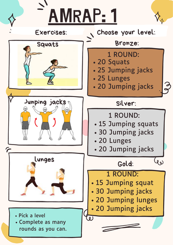 Fitness training AMRAP / HIIT (As many rounds as possible) | Teaching ...