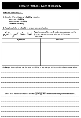 Types of Reliability Full Lesson (Cambridge International A Level ...