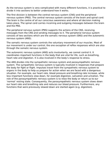 AQA GCSE Psychology: The divisions of the human nervous system. (Lesson ... AQA GCSE Psychology: The divisions of the human nervous system. (Lesson ...