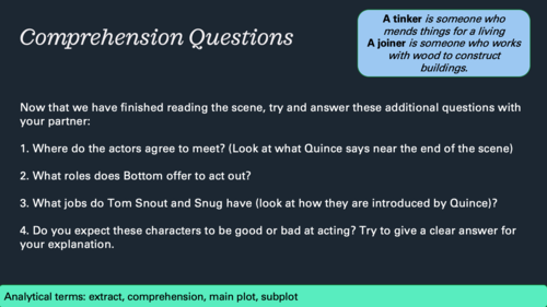 Act 1, Scene 2 - Shakespeare's A Midsummer Night's Dream | Teaching ...