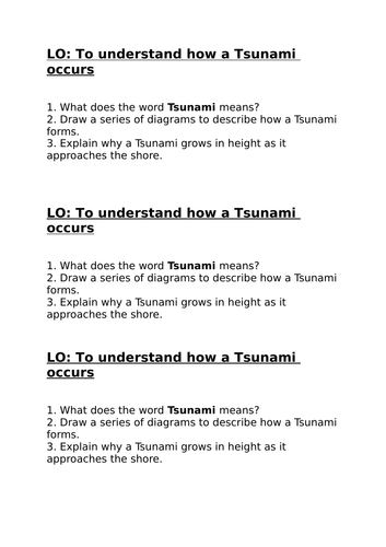 Volcanoes, Earthquakes and Tsunamis | Teaching Resources