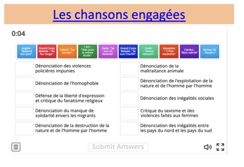 La musique : Les chansons engagées | Teaching Resources