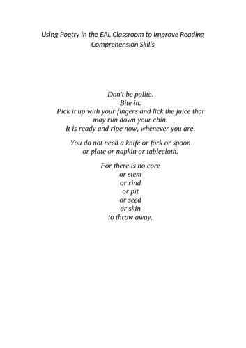A Guide for using poetry in the classroom | Teaching Resources