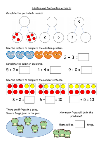 Year 1 Pre-Learning Assessment - Addition and subtraction within 10 ... Year 1 Pre-Learning Assessment - Addition and subtraction within 10 ...