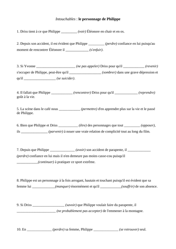 Intouchables : le personnage de Philippe | Teaching Resources