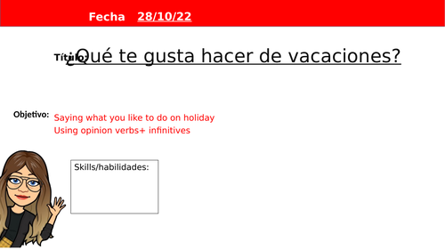 de vacaciones-present tense | Teaching Resources