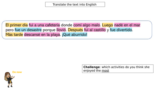 de vacaciones-past tense | Teaching Resources