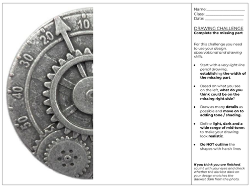 Art Worksheet Drawing Challenge, design and tonal practice, for a cover ... Art Worksheet Drawing Challenge, design and tonal practice, for a cover ...
