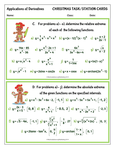 Applications of Derivatives - Christmas Task Cards - 81 SOLVED problems ... Applications of Derivatives - Christmas Task Cards - 81 SOLVED problems ...
