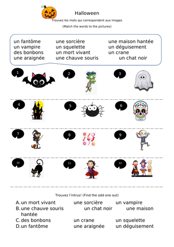 French Halloween - worksheets and powerpoint | Teaching Resources
