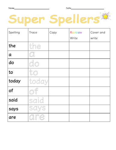 Year 1 Common Exception Words - 5 spelling worksheets | Teaching Resources