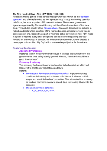 IGCSE History - The New Deal 1st + 2nd | Teaching Resources
