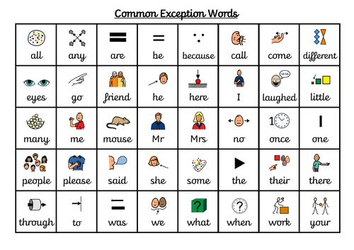 Common exception words | Teaching Resources