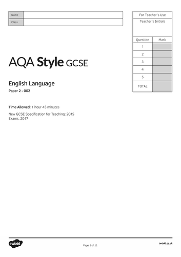AQA GCSE English Lang Paper 2: Healthcare NHS Grade 9 Compare writers ...