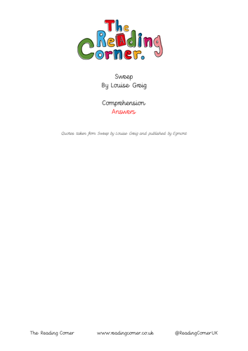 Sweep by Louise Greig Reading Comprehension Questions and Answers ...