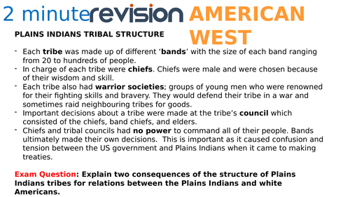 American West 2 Minute Revision Slides | Teaching Resources