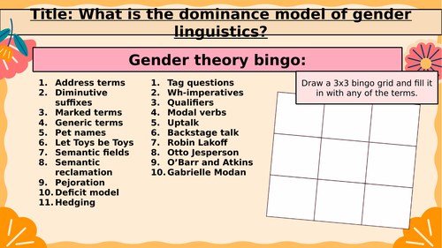 A-Level Language and Gender Scheme | Teaching Resources