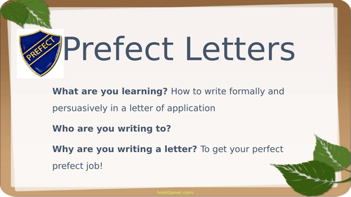 Prefect Letter Weekly Planning | Teaching Resources