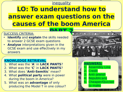 Causes of the Boom USA | Teaching Resources