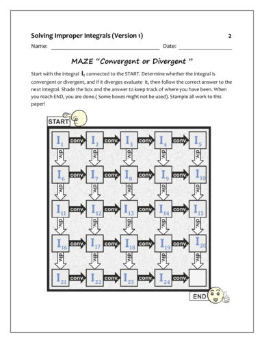 Improper Integrals - Maze Improper Integrals - Maze