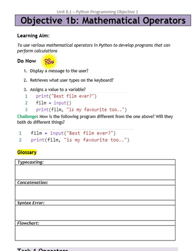 KS3 Python Programming (Full Unit Ready to Teach!) - Slides, Workbooks, & Tasks | Teaching Resources