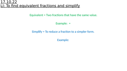 Year 6 Fractions Lesson Equivalence And Simplifying Teaching Resources