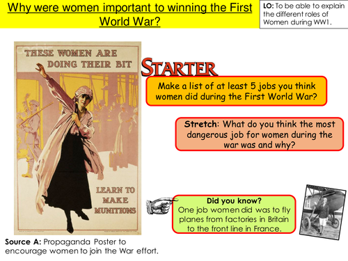 Why were women important to winning the First World War? | Teaching ...