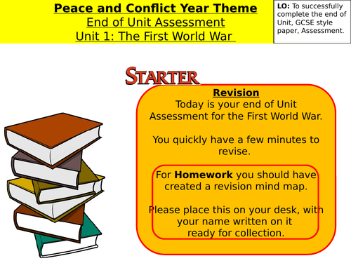 End of Unit Assessment Unit 1: The First World War | Teaching Resources