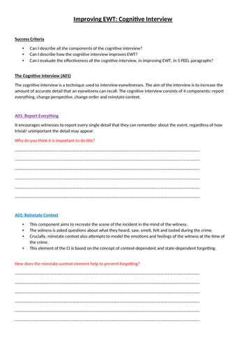 AQA A Lvl Memory handout/revision notes | Teaching Resources AQA A Lvl Memory handout/revision notes | Teaching Resources