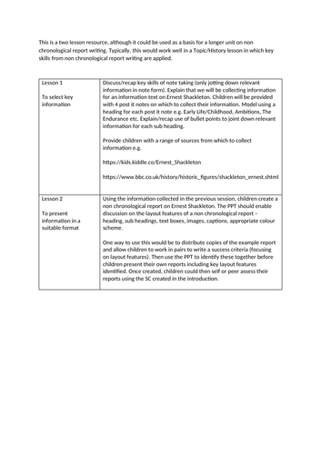 Non Chronological Report - Ernest Shackleton | Teaching Resources