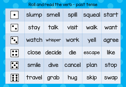 Roll the dice past tense game boards - Grammar, literacy, English, ESL ...