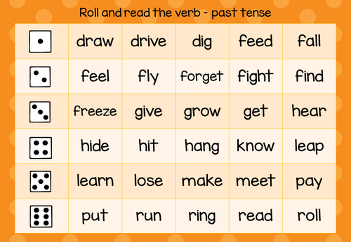 Roll the dice past tense game boards - Grammar, literacy, English, ESL ...