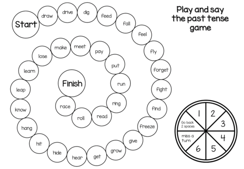 Colourful past tense game boards - Grammar, literacy, English, ESL EFL ...