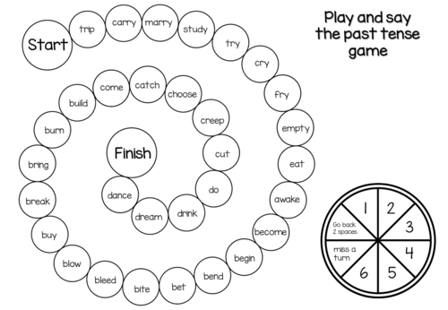 Colourful past tense game boards - Grammar, literacy, English, ESL EFL ...