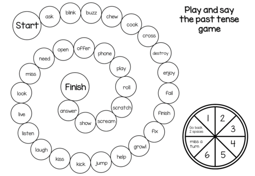 Colourful past tense game boards - Grammar, literacy, English, ESL EFL ...
