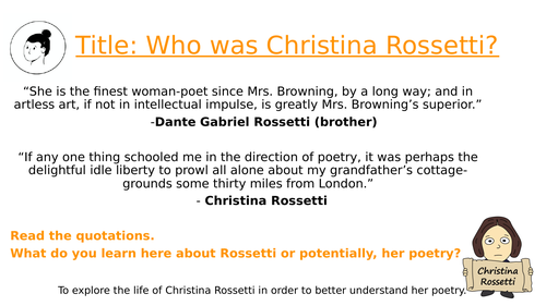 The Life of Christina Rossetti Lesson A Level | Teaching Resources