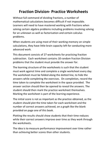 Fraction Division - Practice Worksheets | Teaching Resources