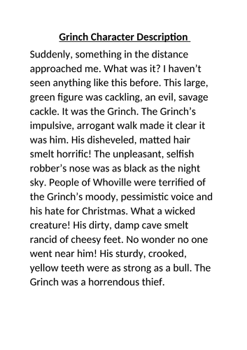 The Grinch - Character Description WAGOLL | Teaching Resources