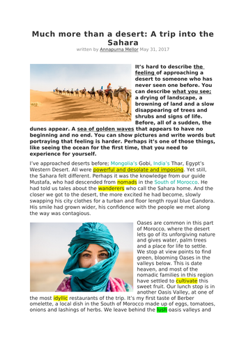 Year 6 Non fiction Desert Guided Reading | Teaching Resources