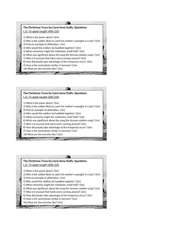 Y6 Christmas Truce 2 Week Guided Reading | Teaching Resources