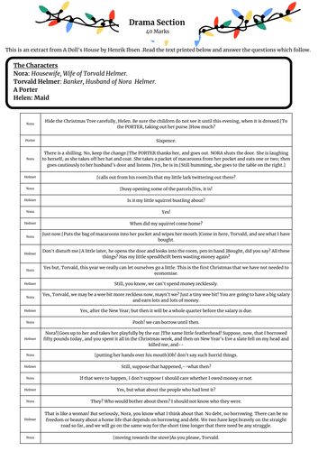 Junior Cycle: Unseen and Studied Drama Exam | Teaching Resources