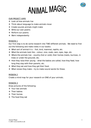 Animal Poetry SOW for Year 7 | Teaching Resources