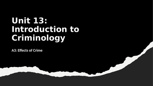 BTEC UPS Unit 13 Introduction to Criminology | Teaching Resources