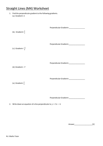 GCSE Straight Lines Revision pages and Worksheets | Teaching Resources