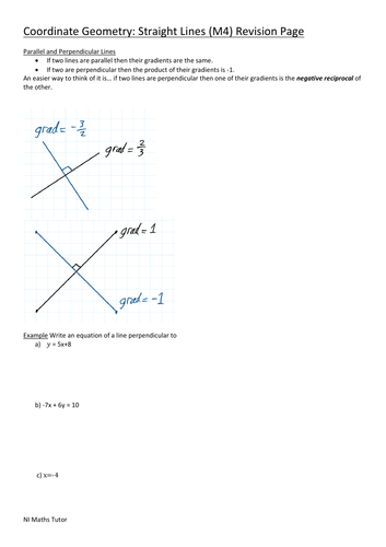 GCSE Straight Lines Revision pages and Worksheets | Teaching Resources