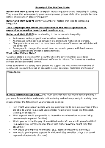 Poverty & The Welfare State | Teaching Resources