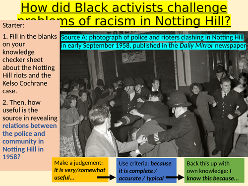 Activism and Policing in Notting Hill for Migration GCSE (historic ...